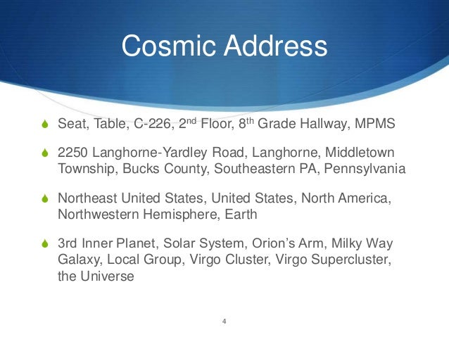 Cosmic address from school_to_space