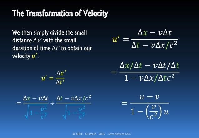 CA 5.11 Velocity Transform in Relativity & Visonics