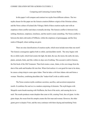 Cosmic creation myths across cultures | PDF