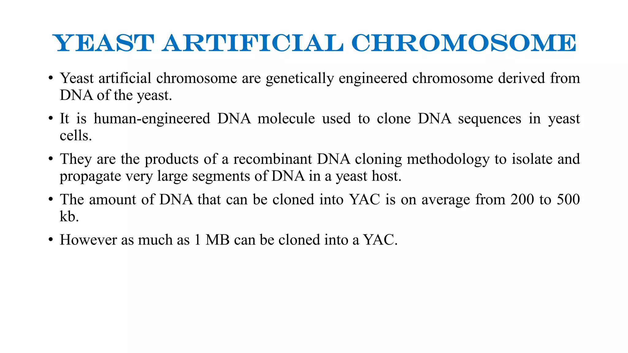 Cosmid Vectors, YAC and BAC Expression Vectors | PDF