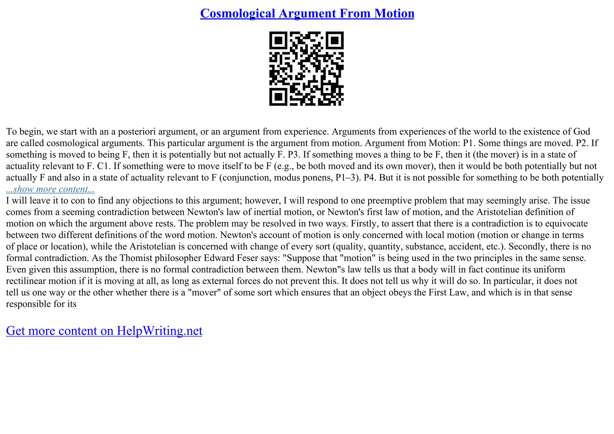 Cosmological Argument | PDF