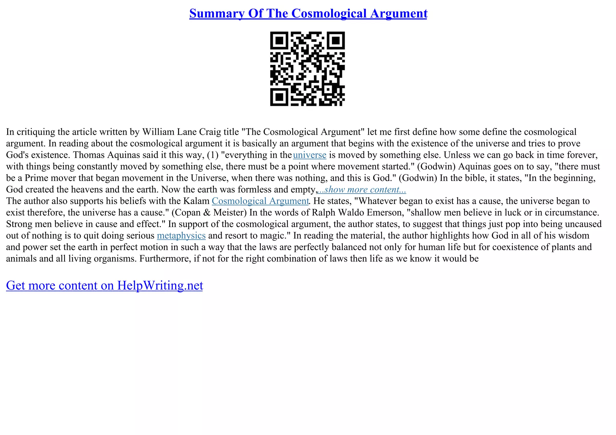 Cosmological Argument | PDF