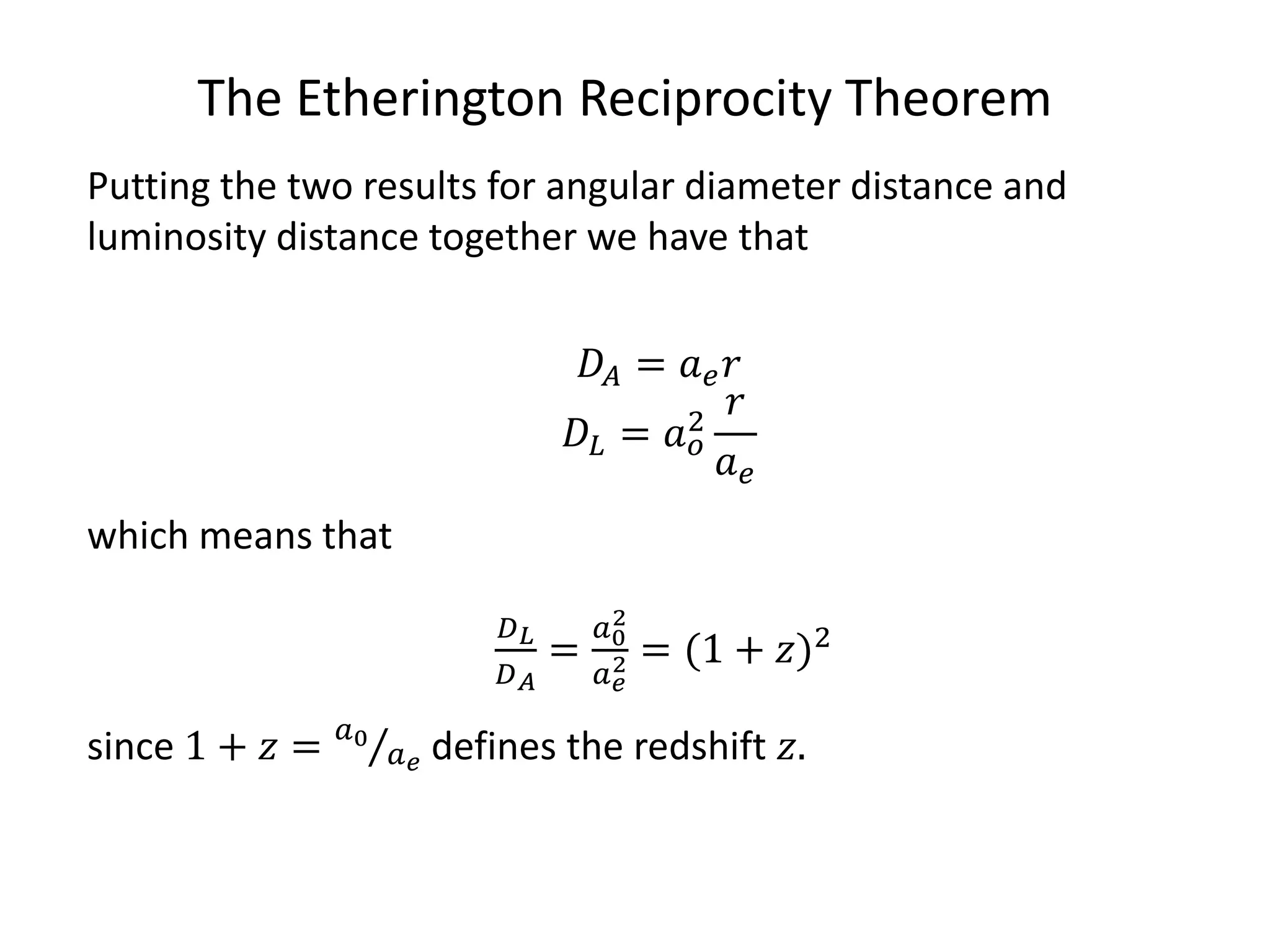 Brief Thoughts on Cosmological Distances | PPT