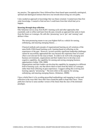 Cosmological, Ontological, Epistemological Assumptions and ...