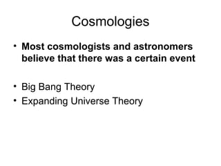 Cosmologies | PPT