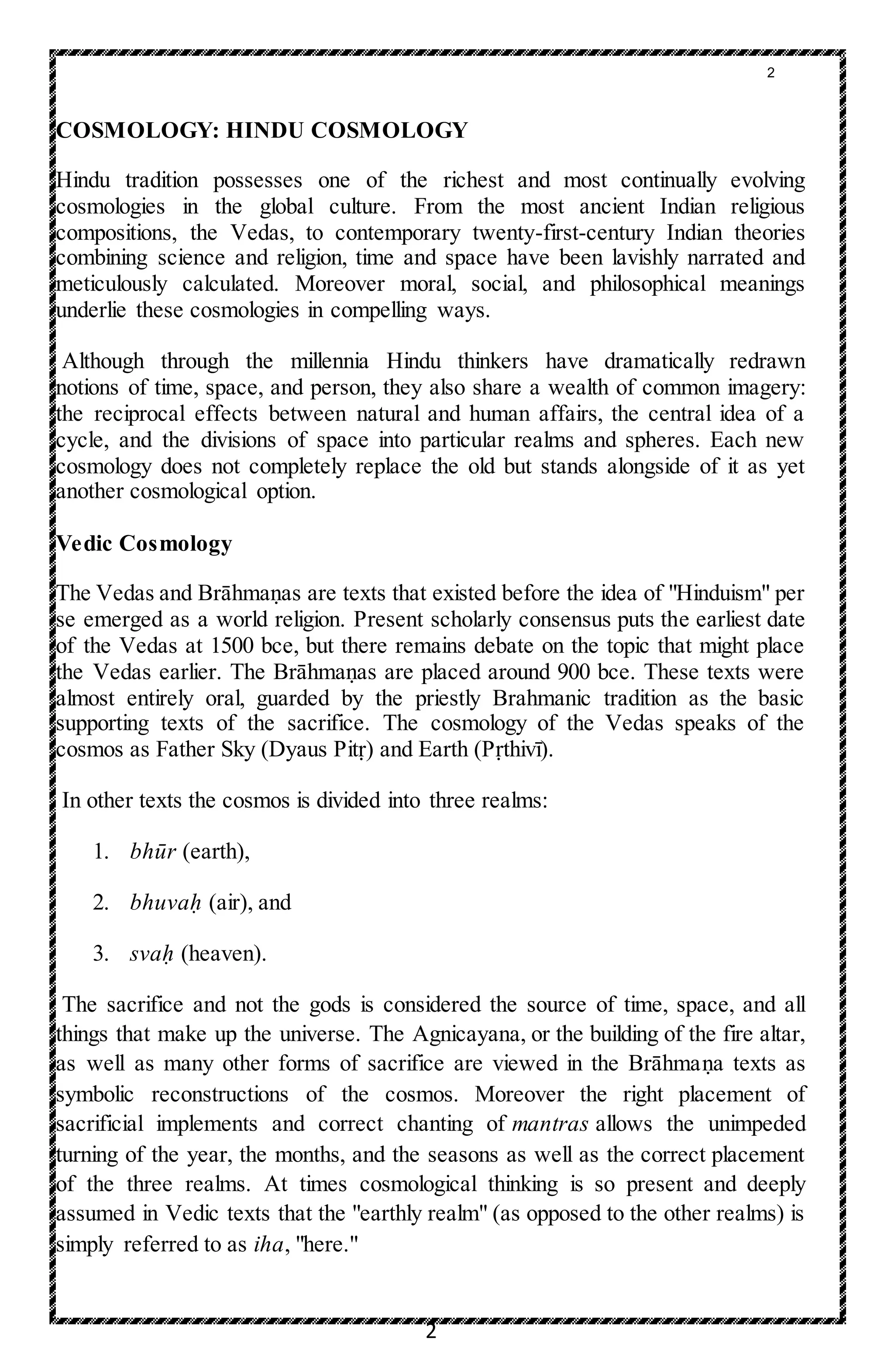 Cosmologies of hindu cities | DOCX