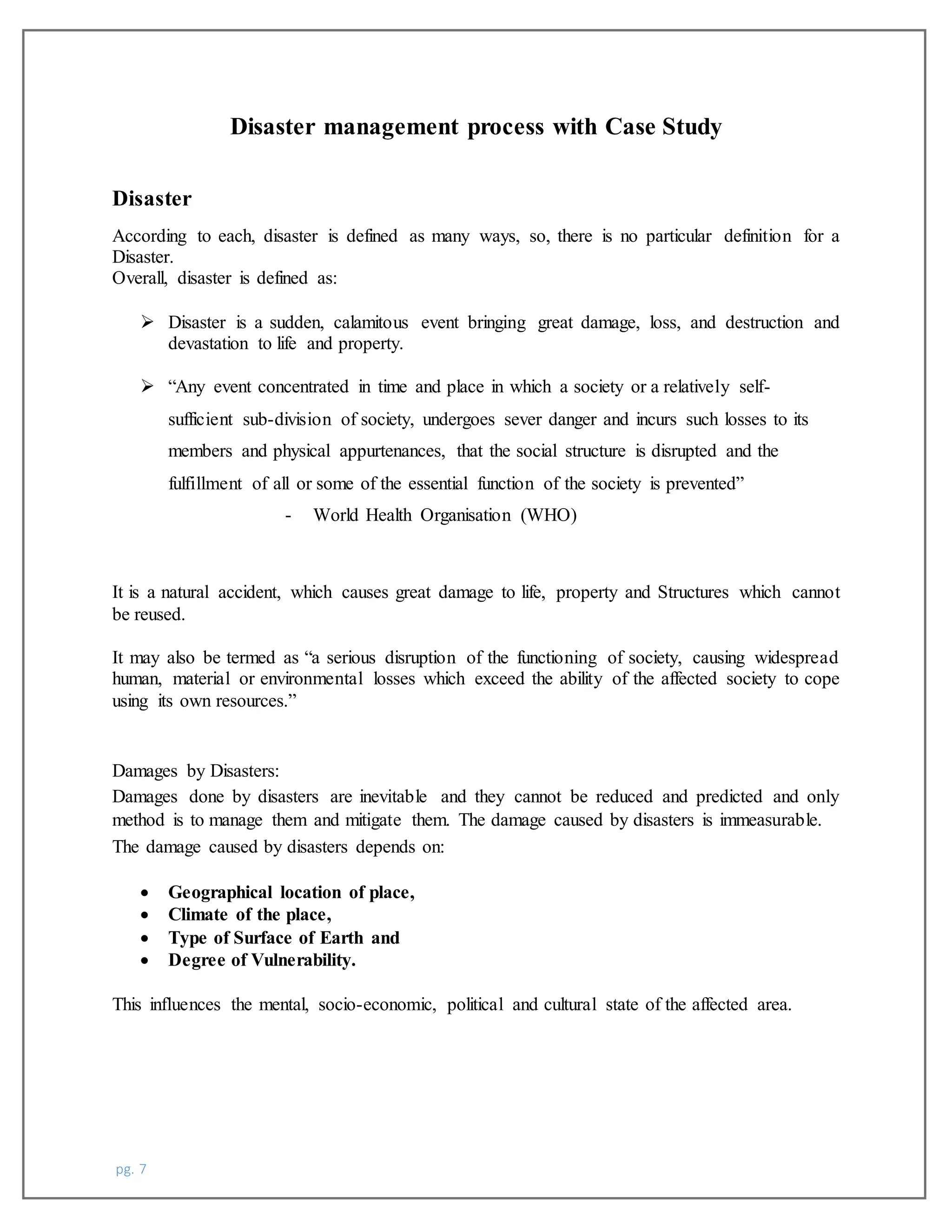 Disaster Management Process with Case Study | DOCX