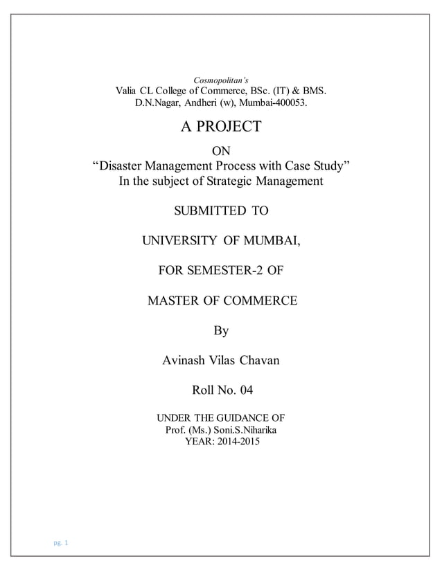 Disaster Management Process with Case Study | DOCX