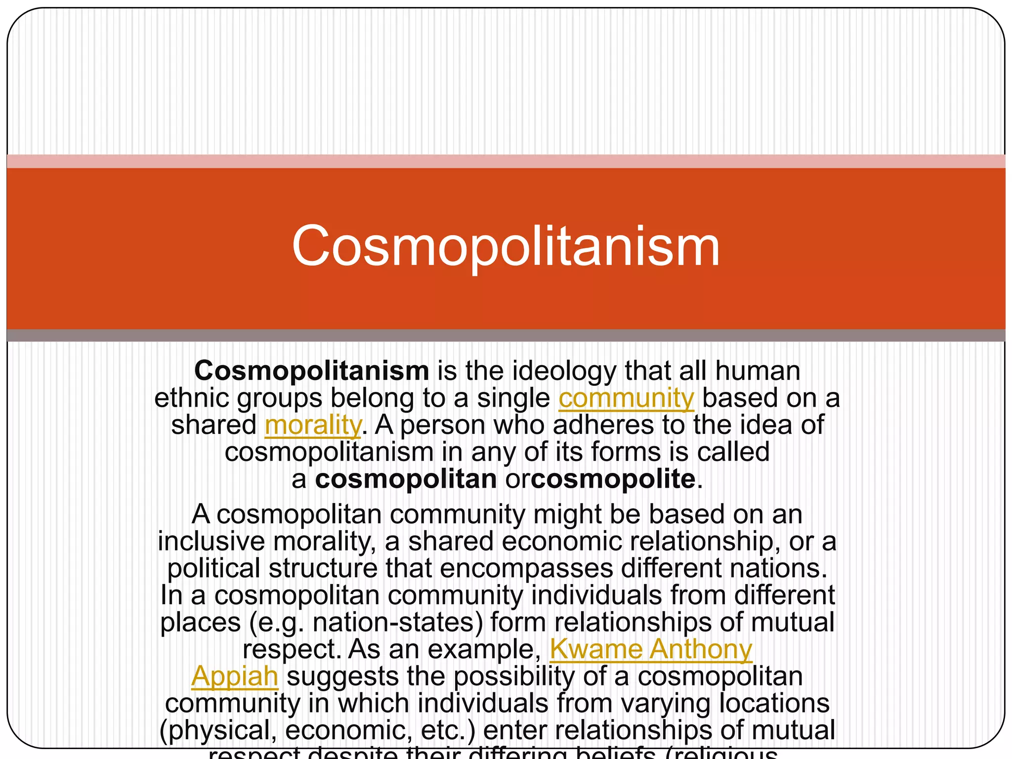 Cosmopolitanism and patriotism | PPTX