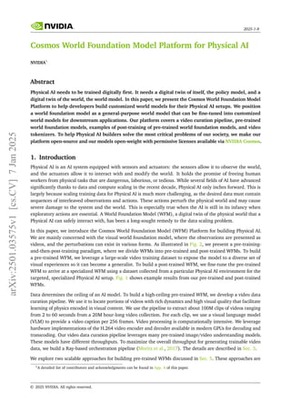 Cosmos World Foundation Model Platform for Physical AI | PDF