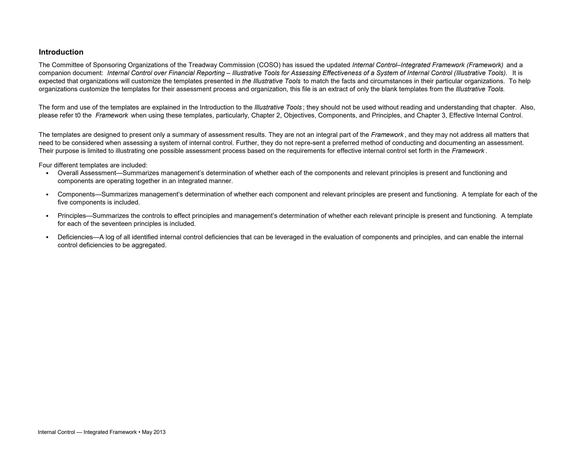 Illustrative Tools for Assessing Effectiveness of a System of Internal ...
