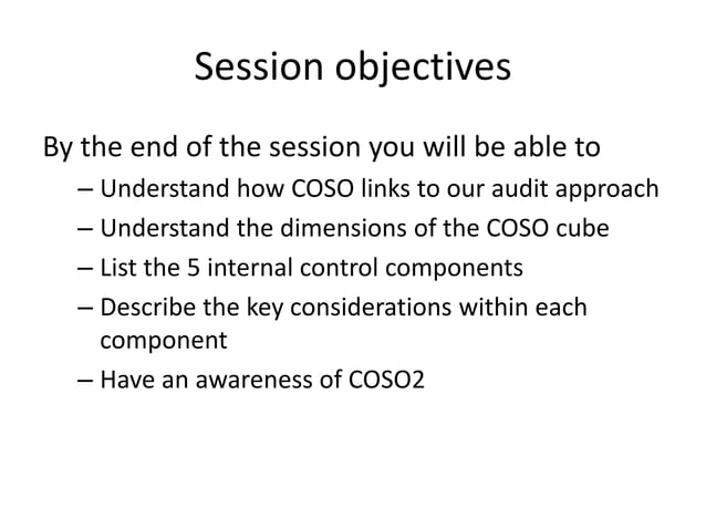 Coso And Internal Audit | PPTX