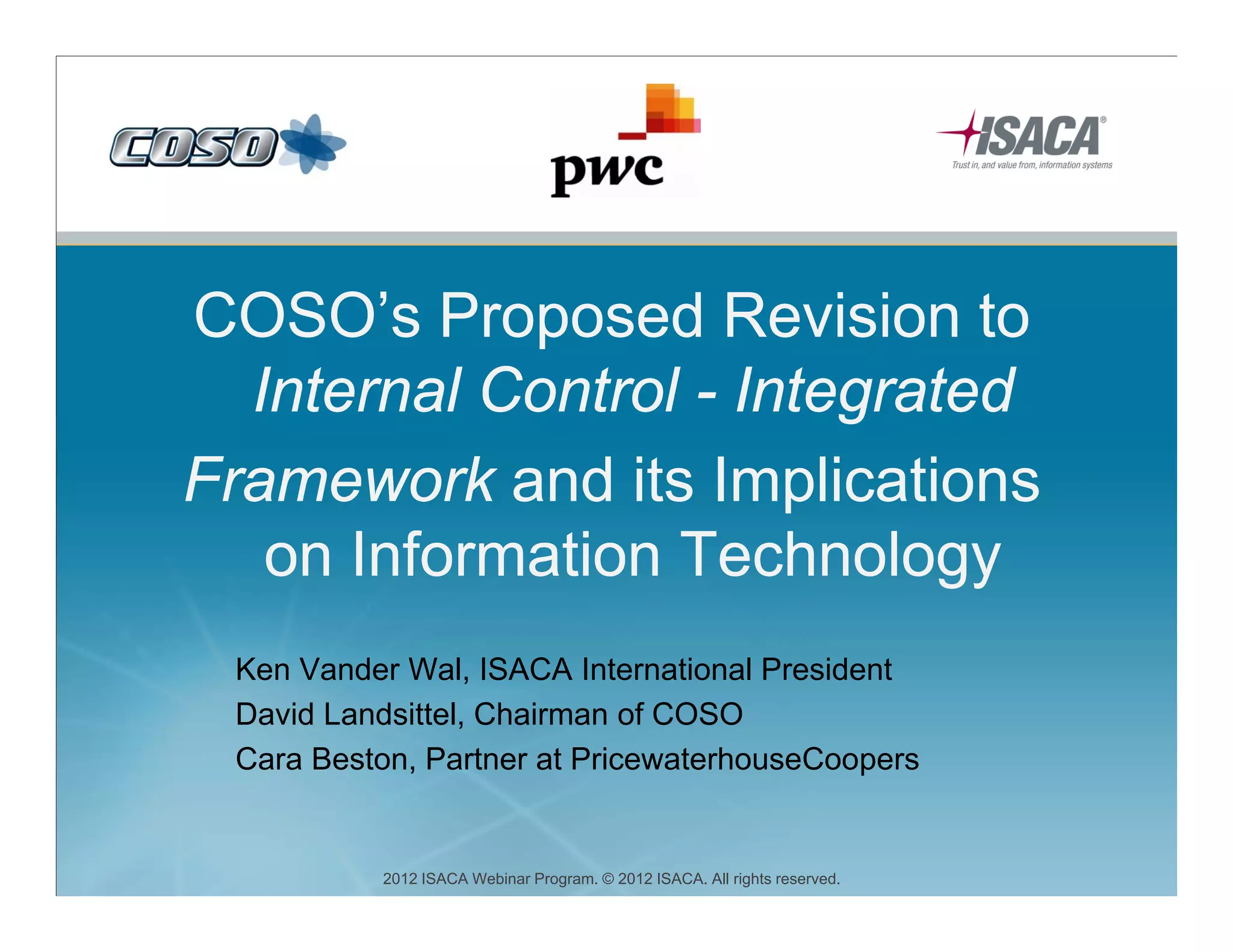 Coso Internal Control Integrated Framework | PDF