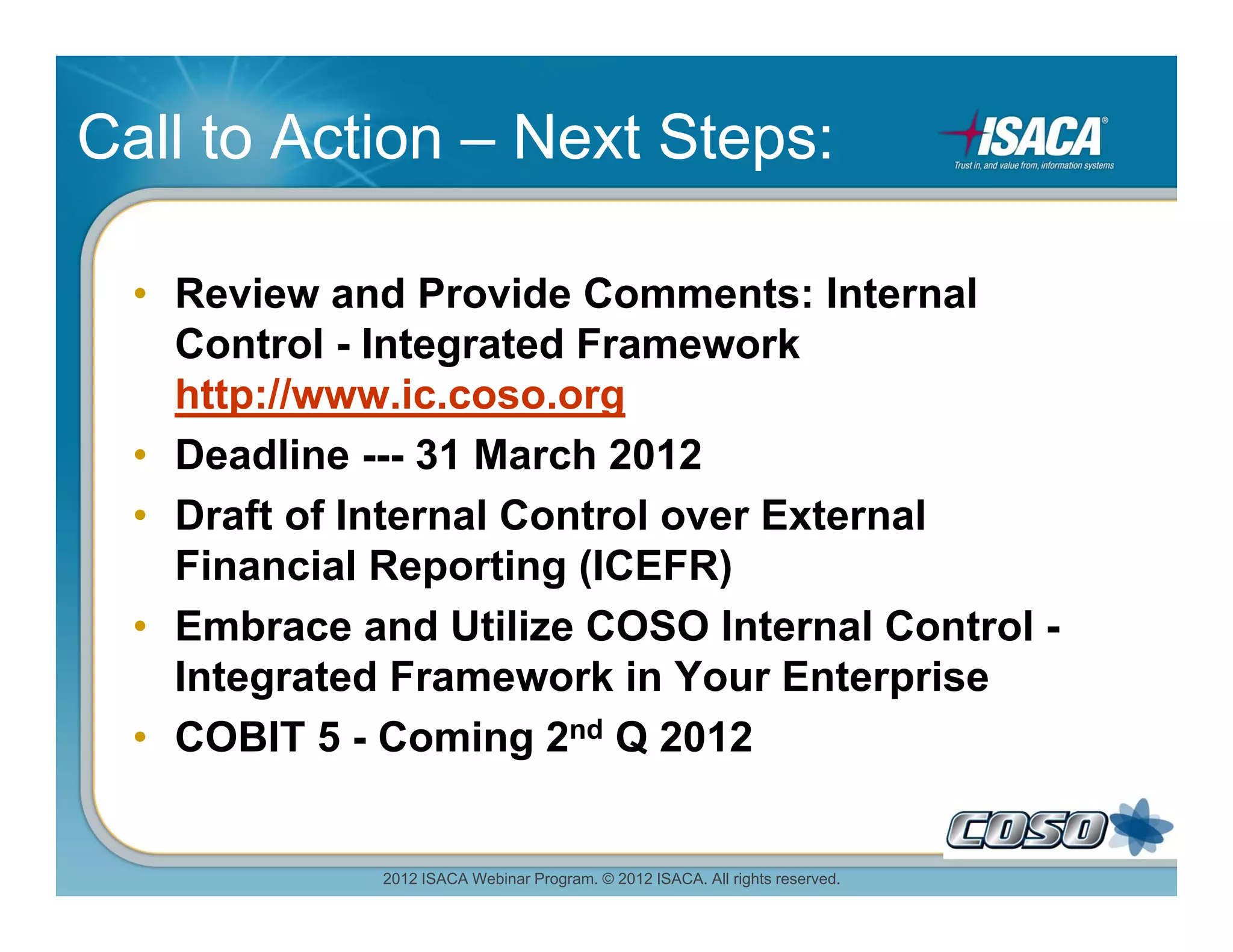 Coso Internal Control Integrated Framework | PDF