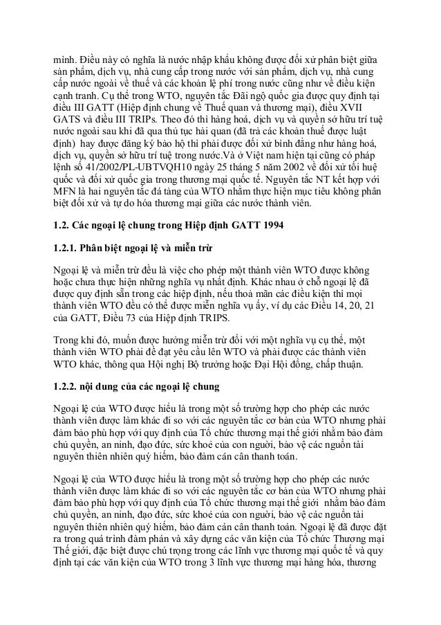 Cơ sở lý luận về các ngoại lệ chung trong hiệp định Gatt 1994 | PDF