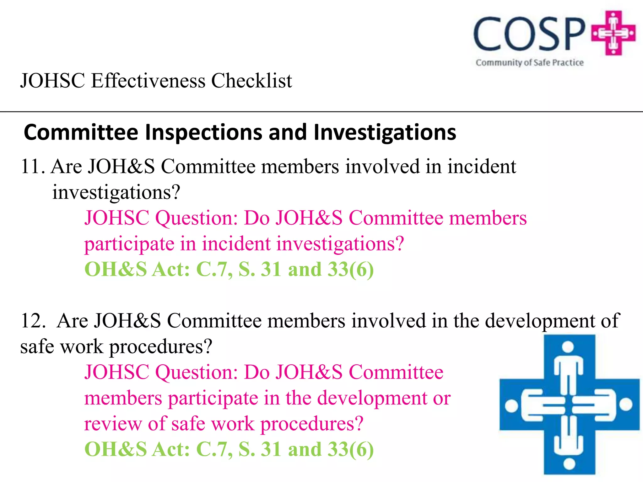 Joint Occupational Health and Safety Committee Effectiveness | PPT