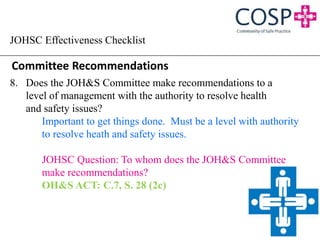 Joint Occupational Health and Safety Committee Effectiveness | PPT