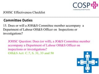 Joint Occupational Health and Safety Committee Effectiveness | PPT