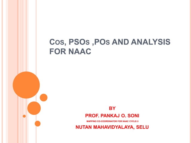 COs, POs ,SPOs and analysis for naac | PPTX | Educational Assessment ...
