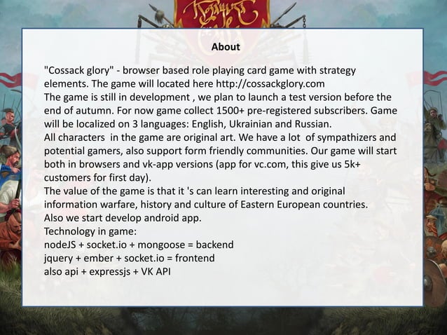 Cossack glory. GameDev Mixer | PPT