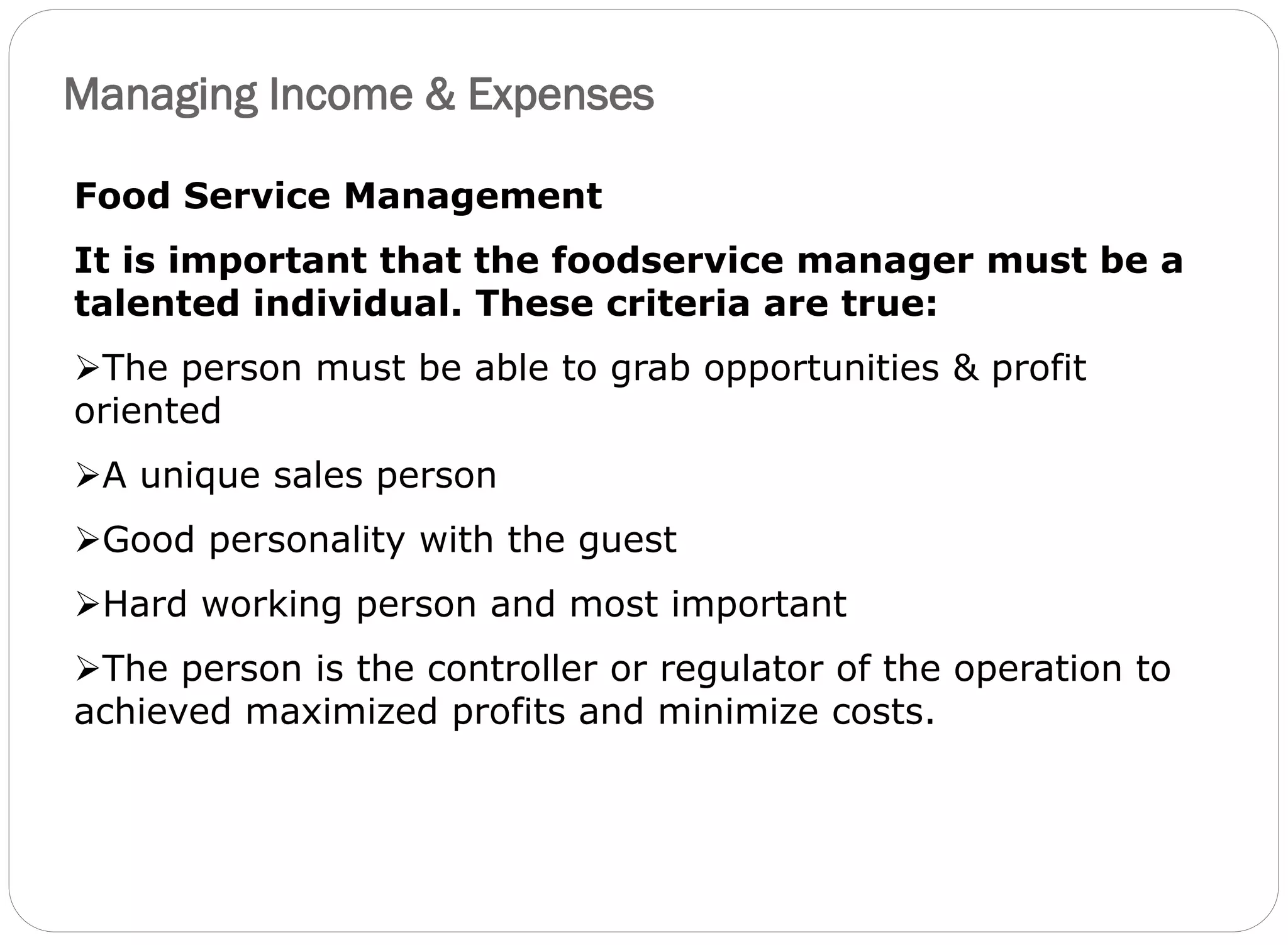 Food and Beverage Cost Control | PPT | Business Accounting & Finance | Business