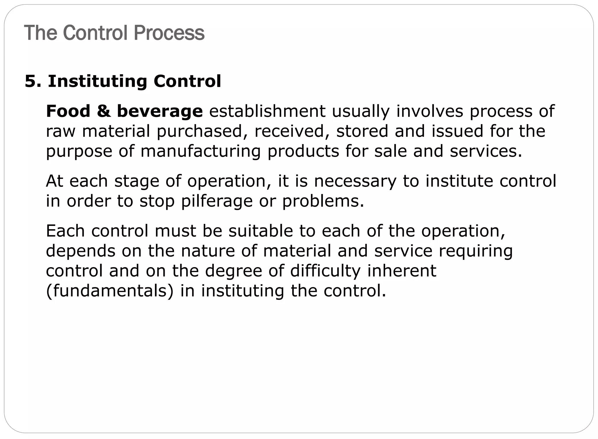 Food and Beverage Cost Control | PPT | Business Accounting & Finance | Business
