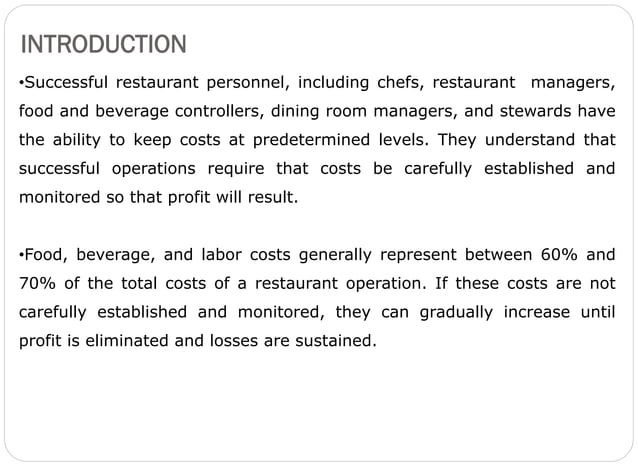Food and Beverage Cost Control | PPT | Business Accounting & Finance | Business