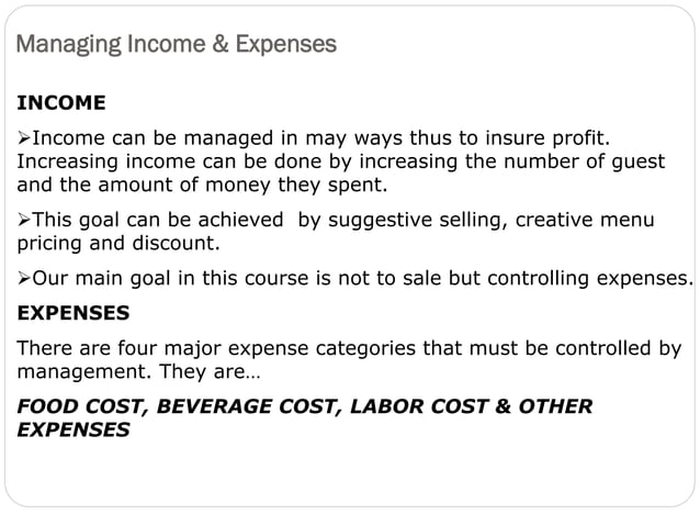 Food and Beverage Cost Control | PPT | Business Accounting & Finance ...