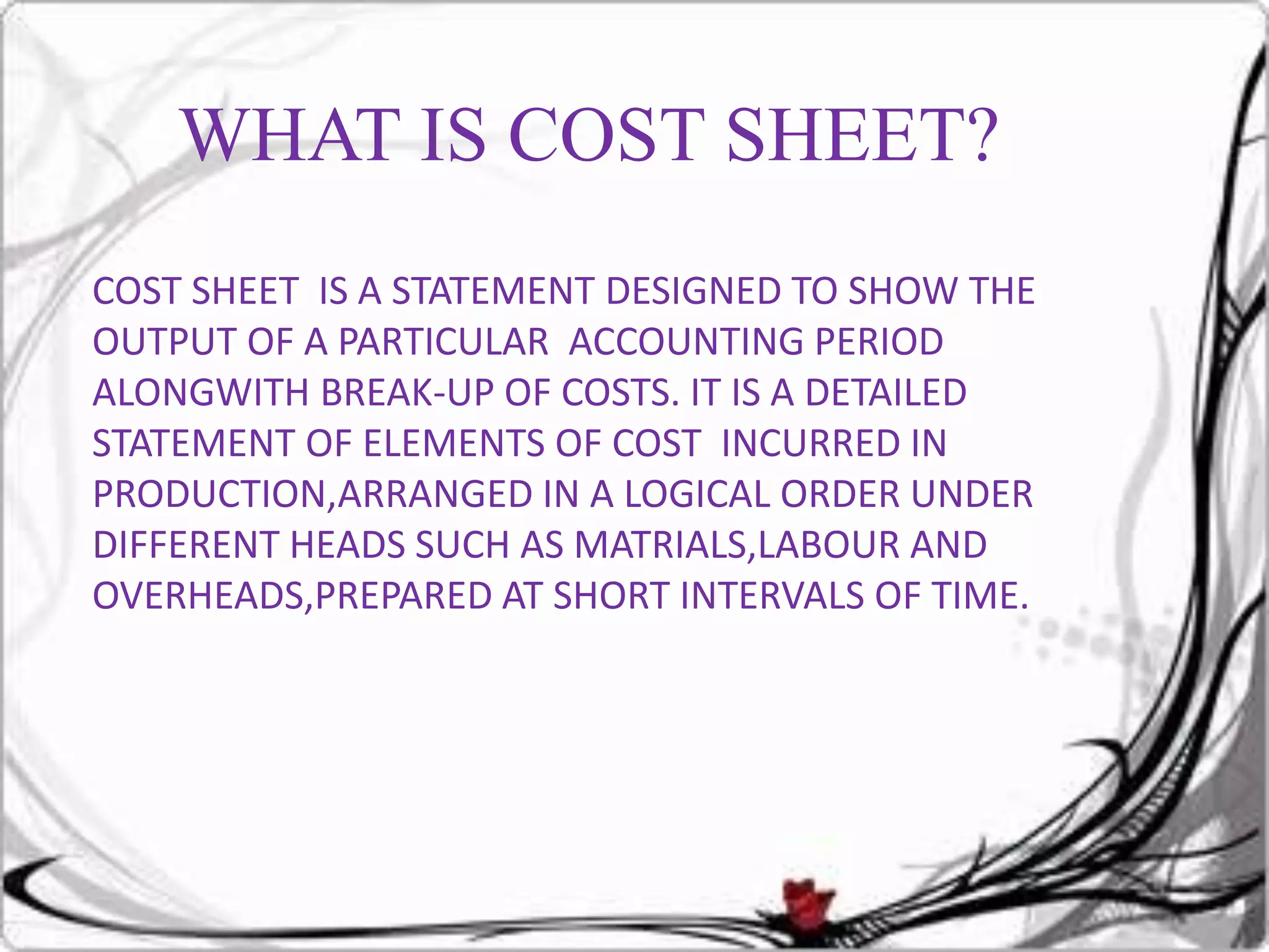 Cost sheet performa | PPTX