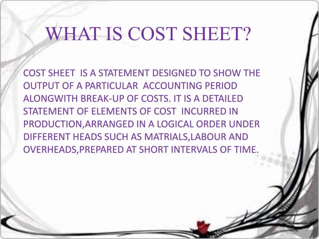 Cost sheet performa | PPTX