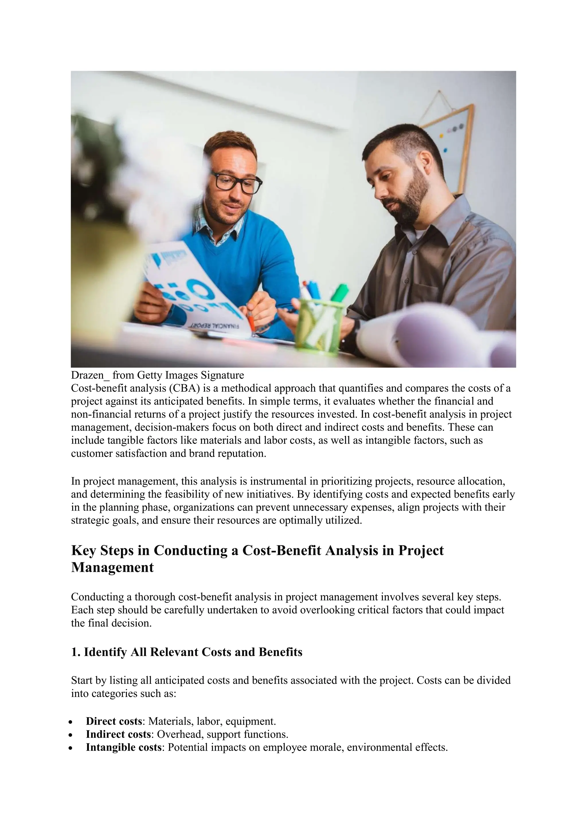 6 Steps in Conducting a Cost-Benefit Analysis in Project Management | Enterprise Wired | PDF