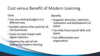 Cost benefit analysis of modern learning methods | PDF | Career Advice ...