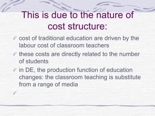 Management of Distance Learning Systems in China - Cost benefit and ...