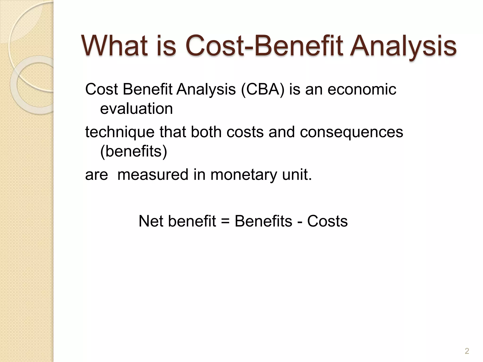 Cost benifit analysis | PPTX