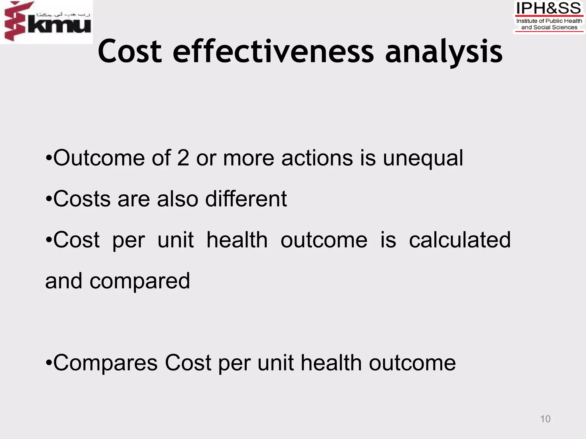 Cost effectiveness analysis - seminar kmu peshawar | PPTX
