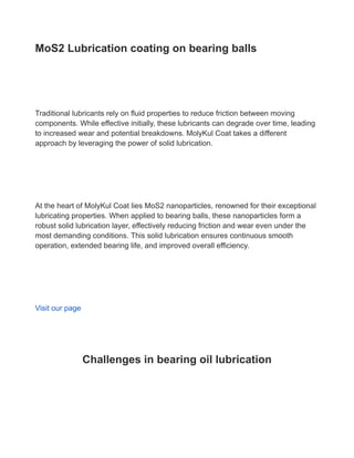 Cost-effective & superior Nano SolidLube MoS2 Lubrication coating on ...