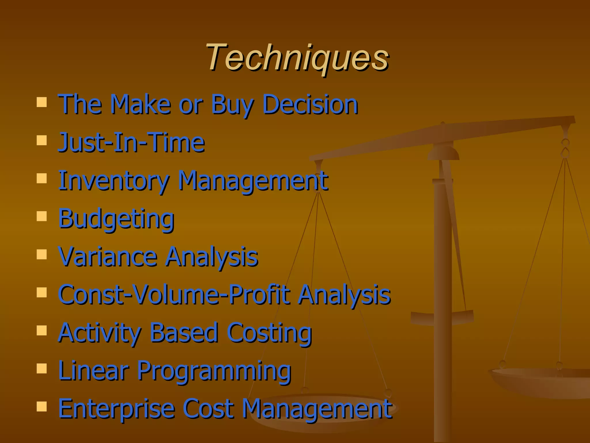 Cost & Management Accounting Techniques | PPT