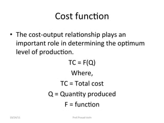 Cost output relationship | PDF