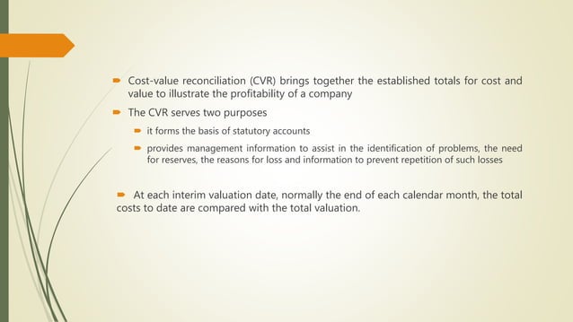 Cost value reconciliation (cvr) | PPTX