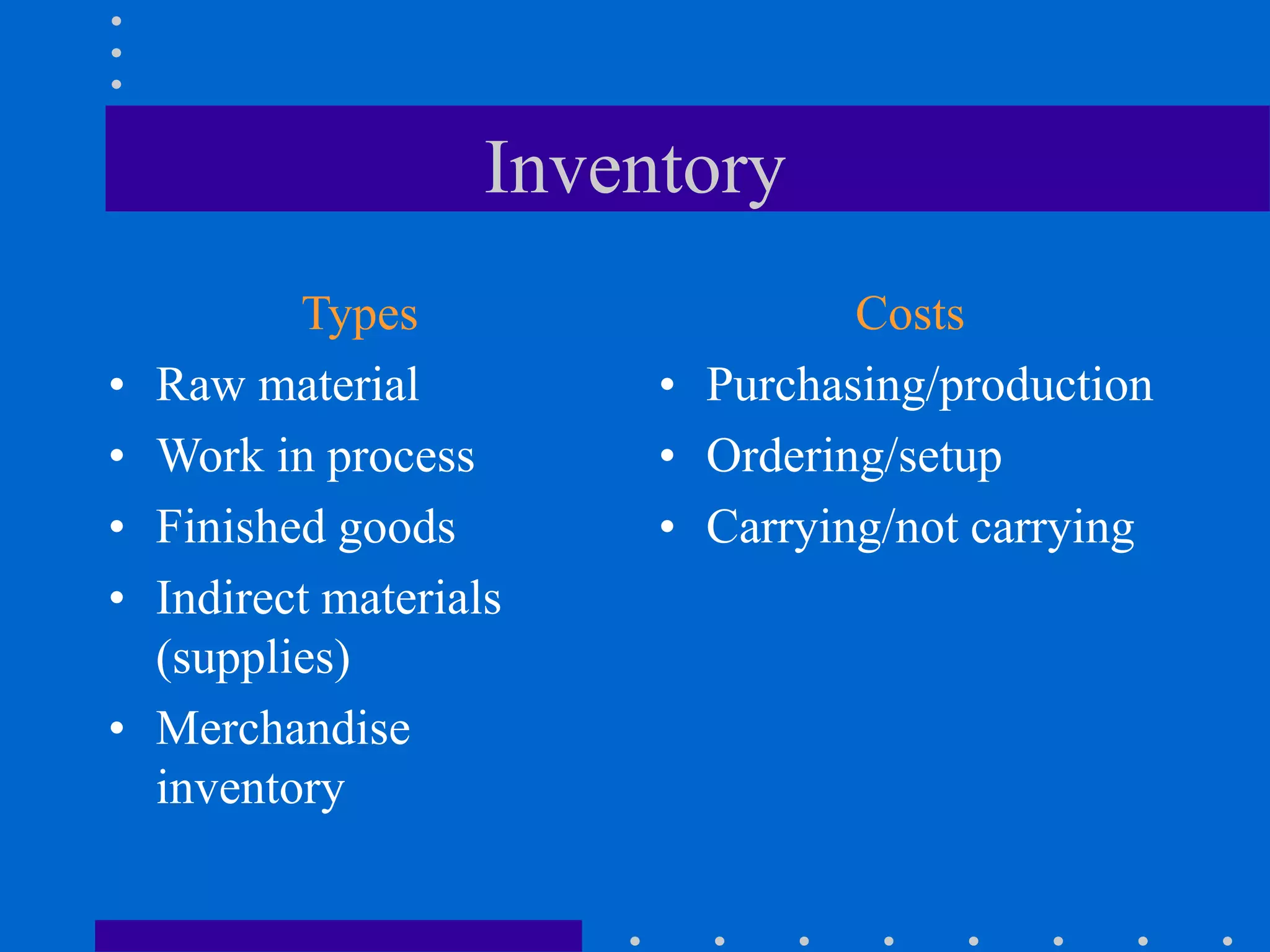 Innovative Inventory and Production Management Techniques | PPT