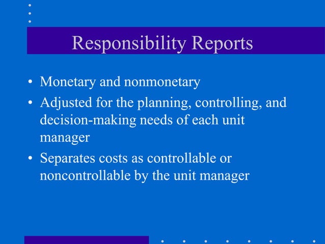 Responsibility Accounting and Transfer Pricing in Decentralized ...