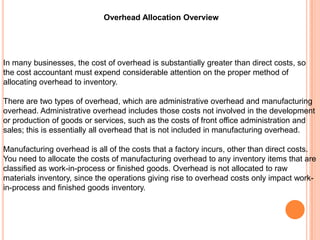 WHY IS THE ALLOCATION METHOD USED IN ACCOUNTING FOR THE DIFFERENCE BETWEEN APPLIED AND ACTUAL ...