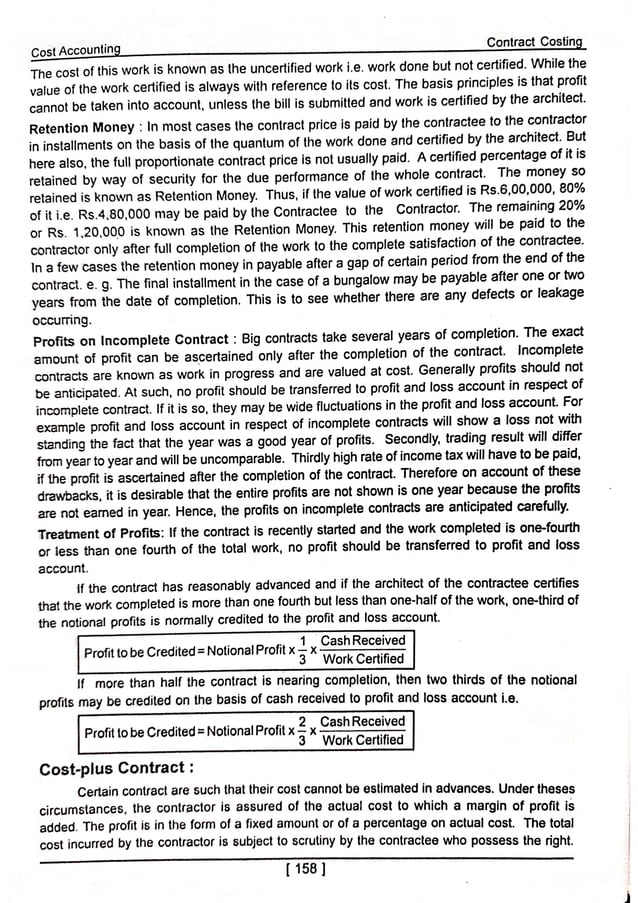 Cost AC contract Costing Unit 4 | PDF