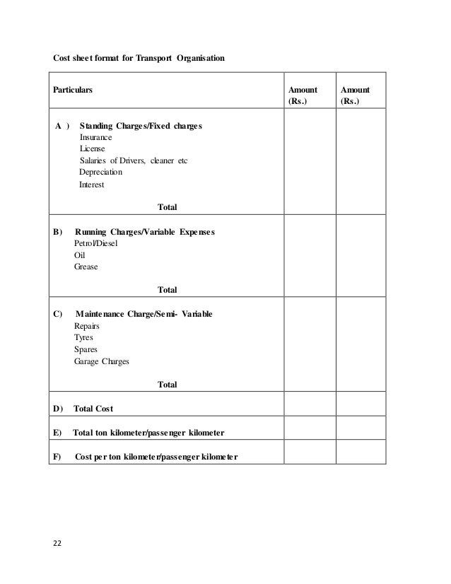 Operating Costing Operating Costing