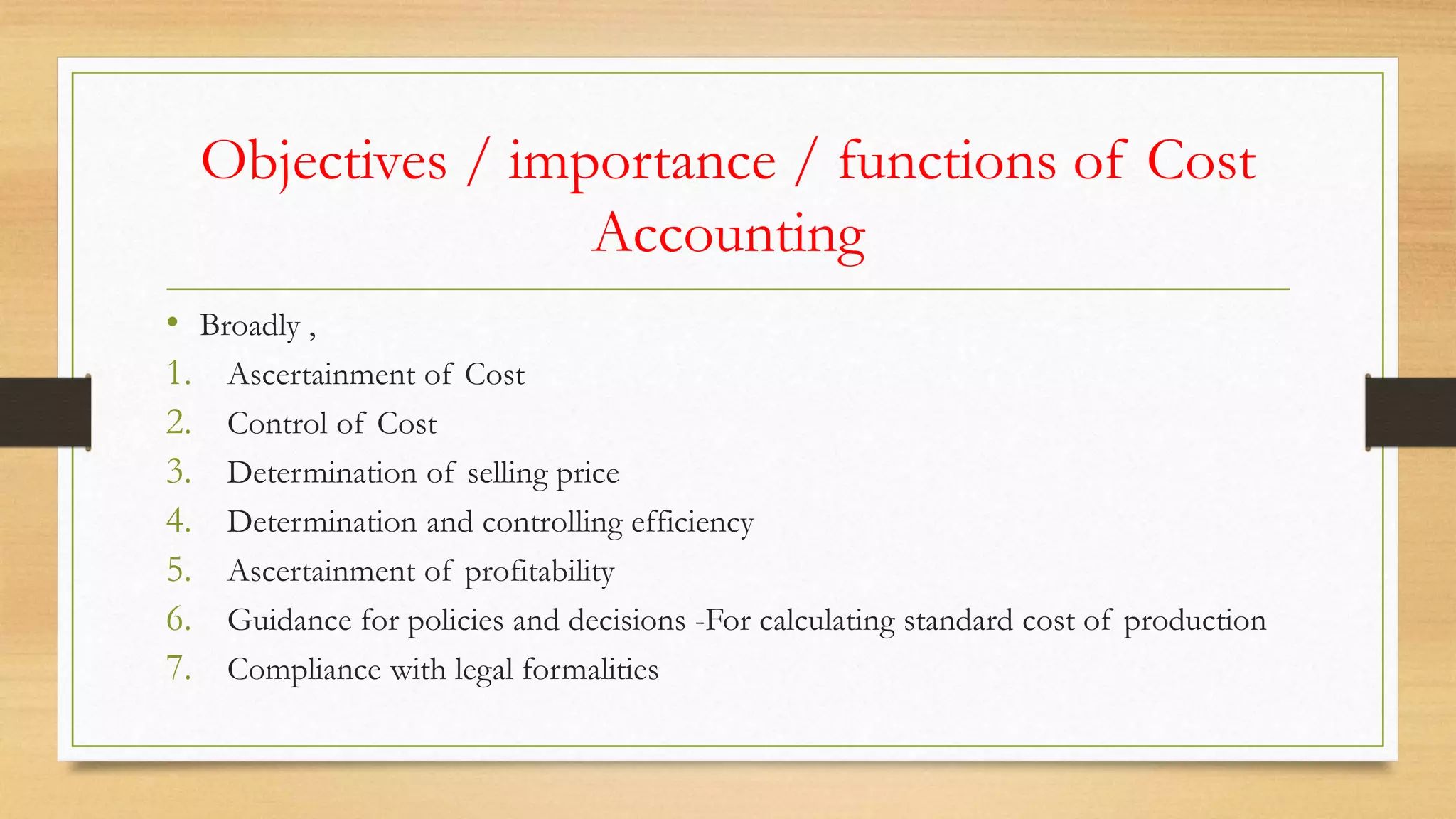 Cost Accounting introduction.pptx | Business Accounting & Finance ...