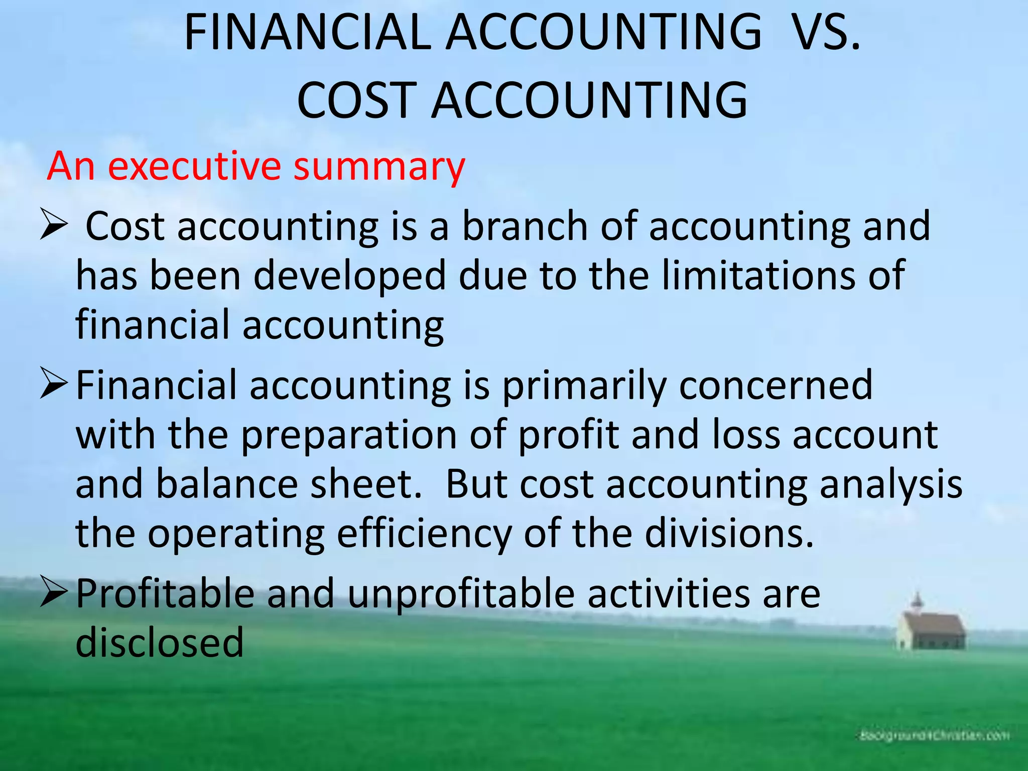 Cost accounting vs final accounting by alex joseph@macfast | PPT