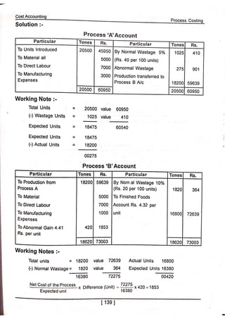 Cost AC Process costing Unit 3rd | PDF | Free Download