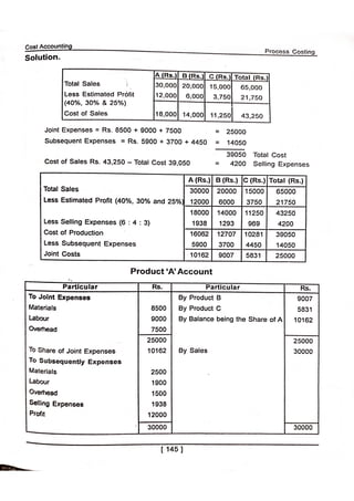 Cost AC Process costing Unit 3rd | PDF