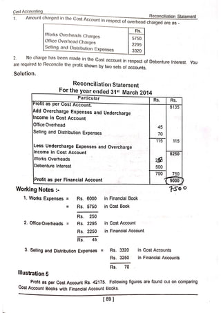 Cost AC Reconciliation statement | PDF