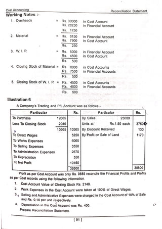 Cost AC Reconciliation statement | PDF